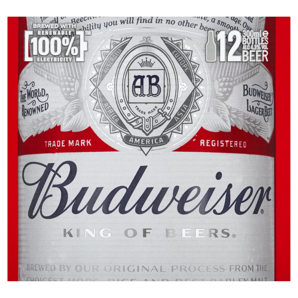 Budweiser Beer Bottle Pack 12 x 300ml - Centra
