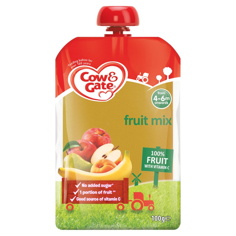 Cow & Gate Fruit Mix Fruit Pouch 6 Pack 100g - Centra