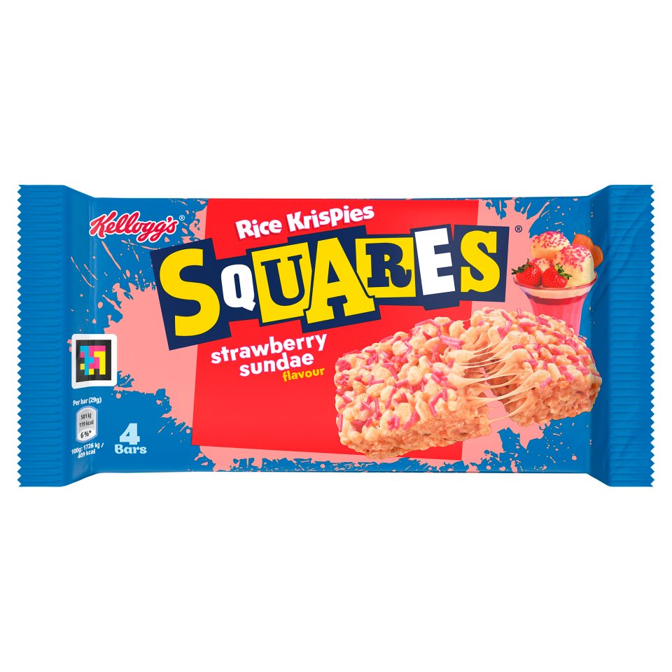 KELLOGG'S RICE KRISPIES SQUARES STRAWBERRY SUNDAE 116G - Centra