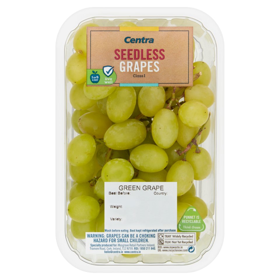 CENTRA WHITE SEEDLESS GRAPE PUNNET 500G - Centra