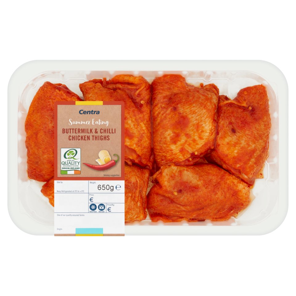 CENTRA FRESH IRISH BUTTERMILK & CHILLI CHICKEN THIGHS 650G - Centra