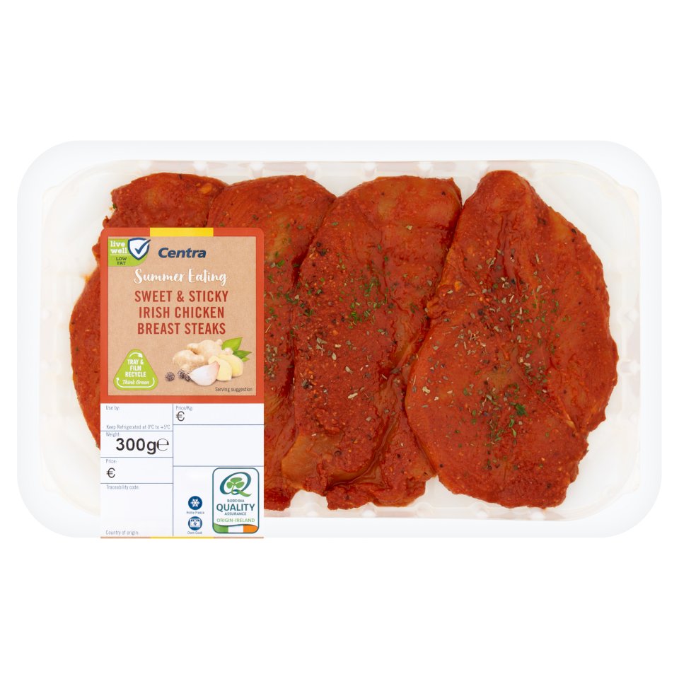 CENTRA FRESH IRISH SWEET & STICKY CHICKEN STEAKS 300G - Centra