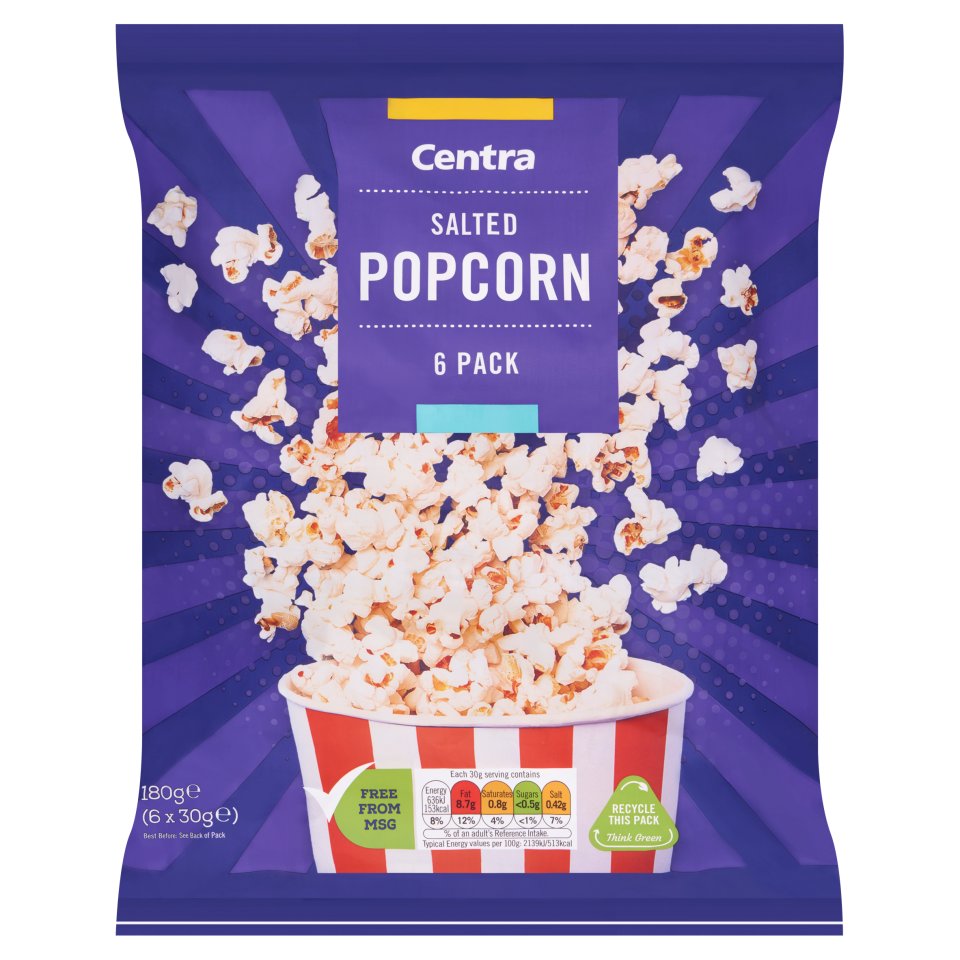 Centra Salted Popcorn 6 Pack 180g - Centra