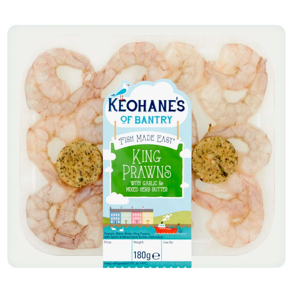 KEOHANE'S KING PRAWNS WITH GARLIC & MIXED HERB BUTTER 180G - Centra