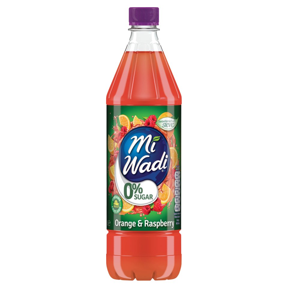 Mi Wadi Fruit Squash Zero Orange & Raspberry 1ltr - Centra