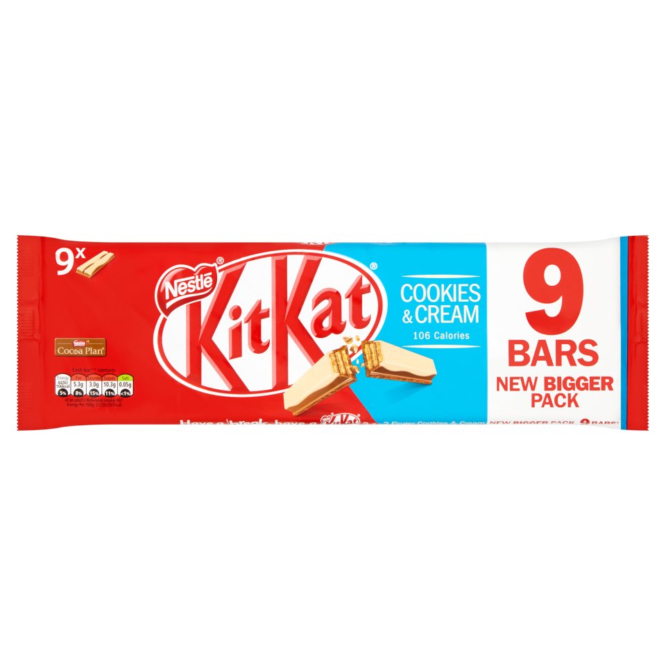 Nestlé Kit Kat 2 Finger Cookies & Cream 9 Pack 186g - Centra