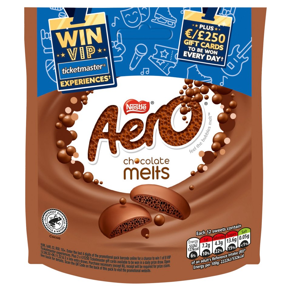 Nestlé Aero Melts Milk Chocolate Pouch 92g - Centra