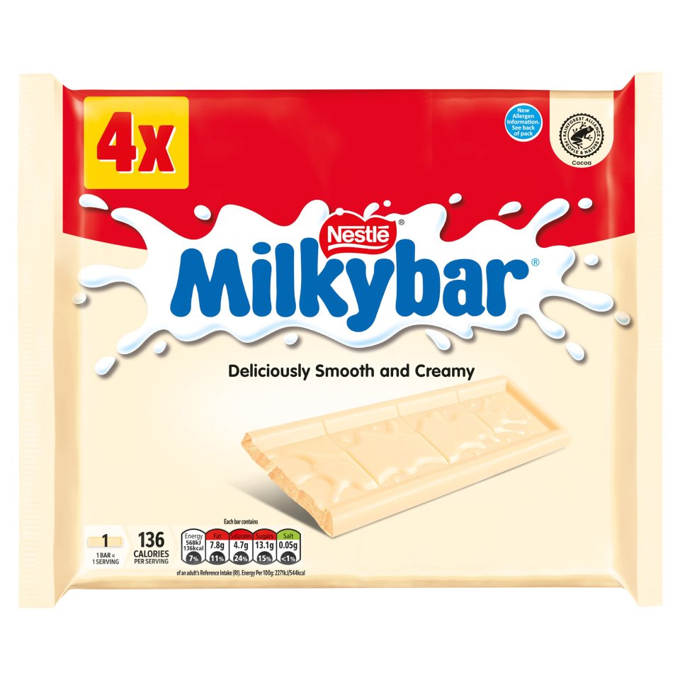 Nestlé Milkybar White Chocolate Bar 4 Pack 100g - Centra