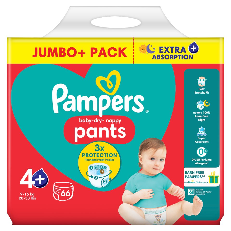 Pampers Baby Dry Nappy Pants Size 4 66pce