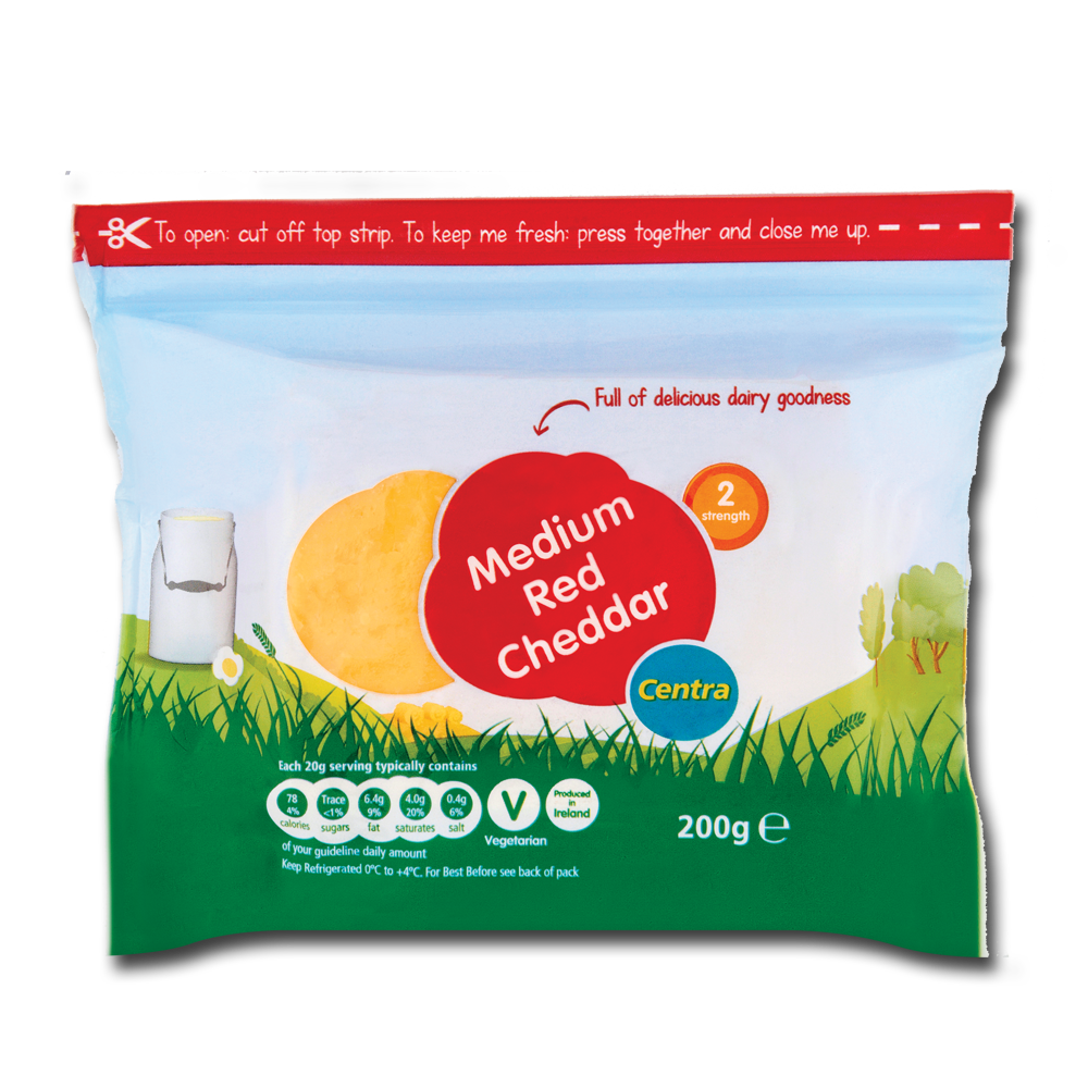 Centra Medium Red Cheddar Cheese Block 200g - Centra