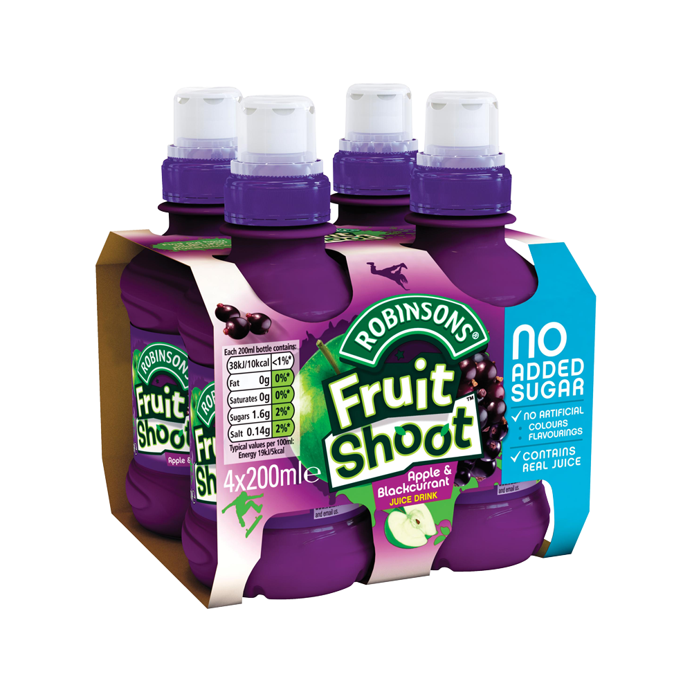Robinsons Fruit Shoot Apple & Blackcurrant Bottle Pack 4 x 200ml - Centra