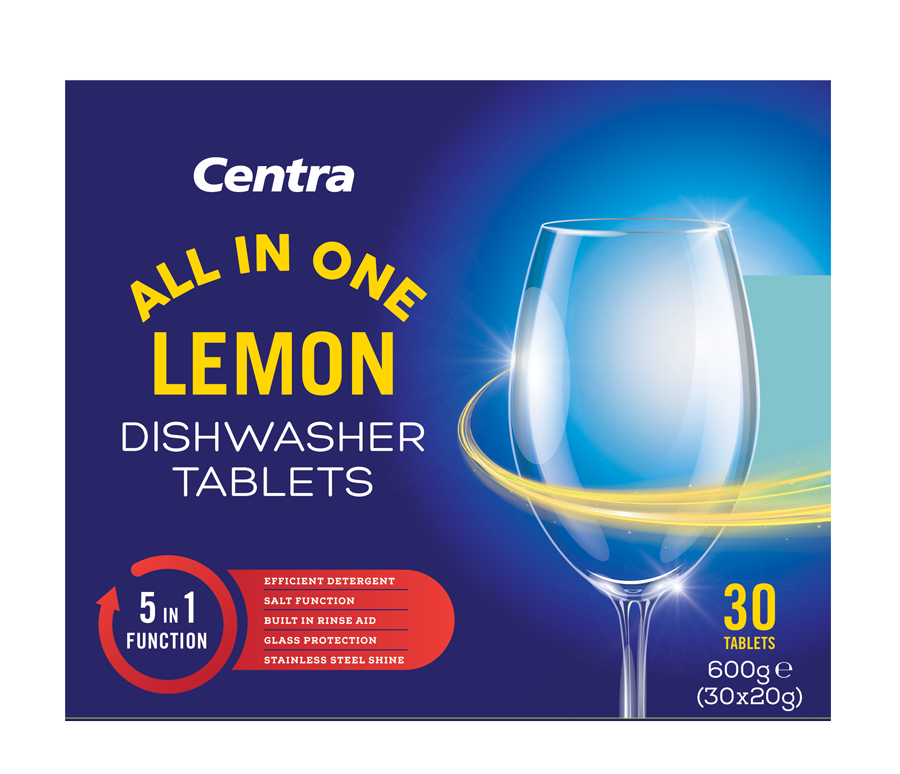 Centra Lemon Dishwasher Tablets 5 in 1 30's - Centra