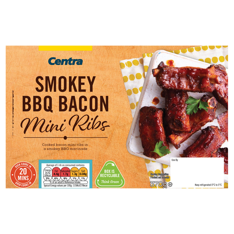 Centra BBQ Smokey Bacon Mini Ribs 370g - Centra