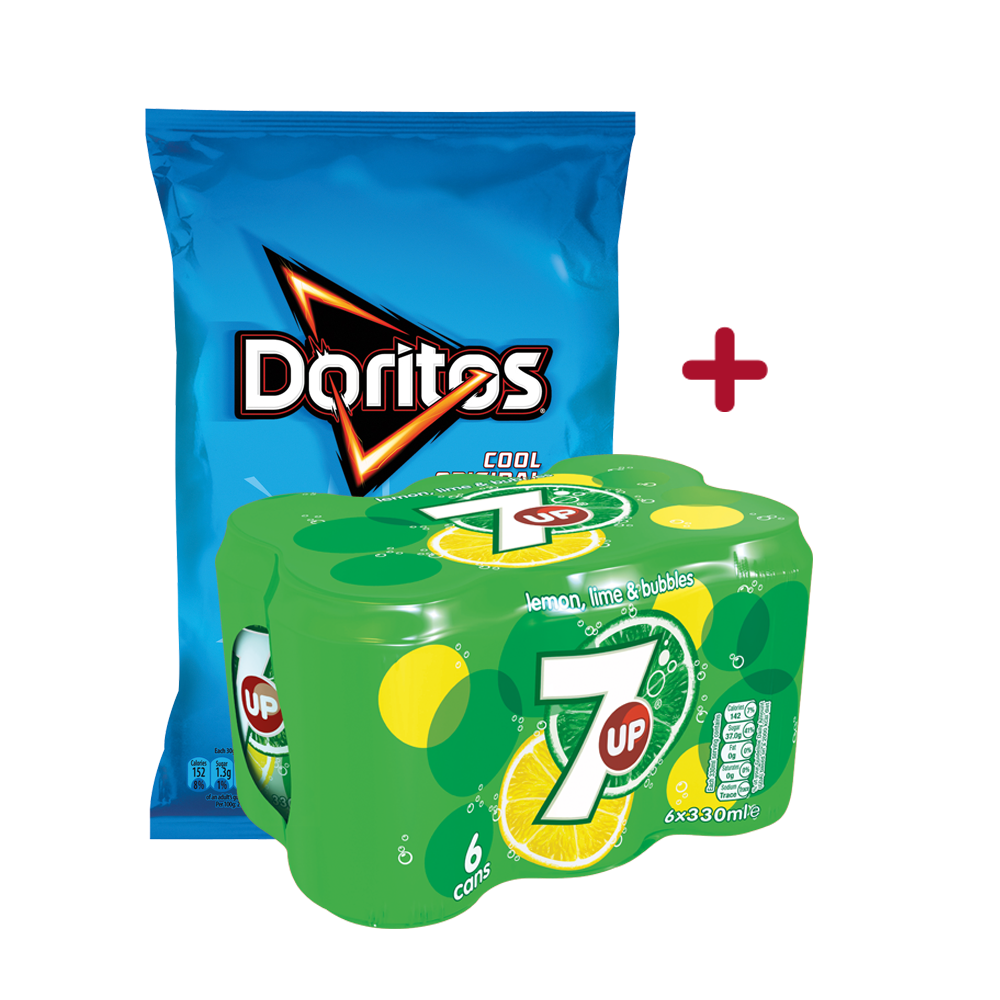 Deal 7up can pack 6x330ml & Doritos 225g - Centra