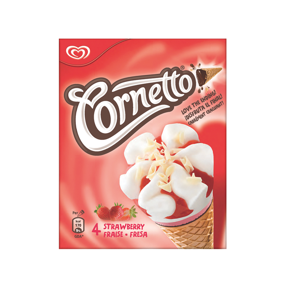 HB Cornetto Strawberry 4pk - Centra