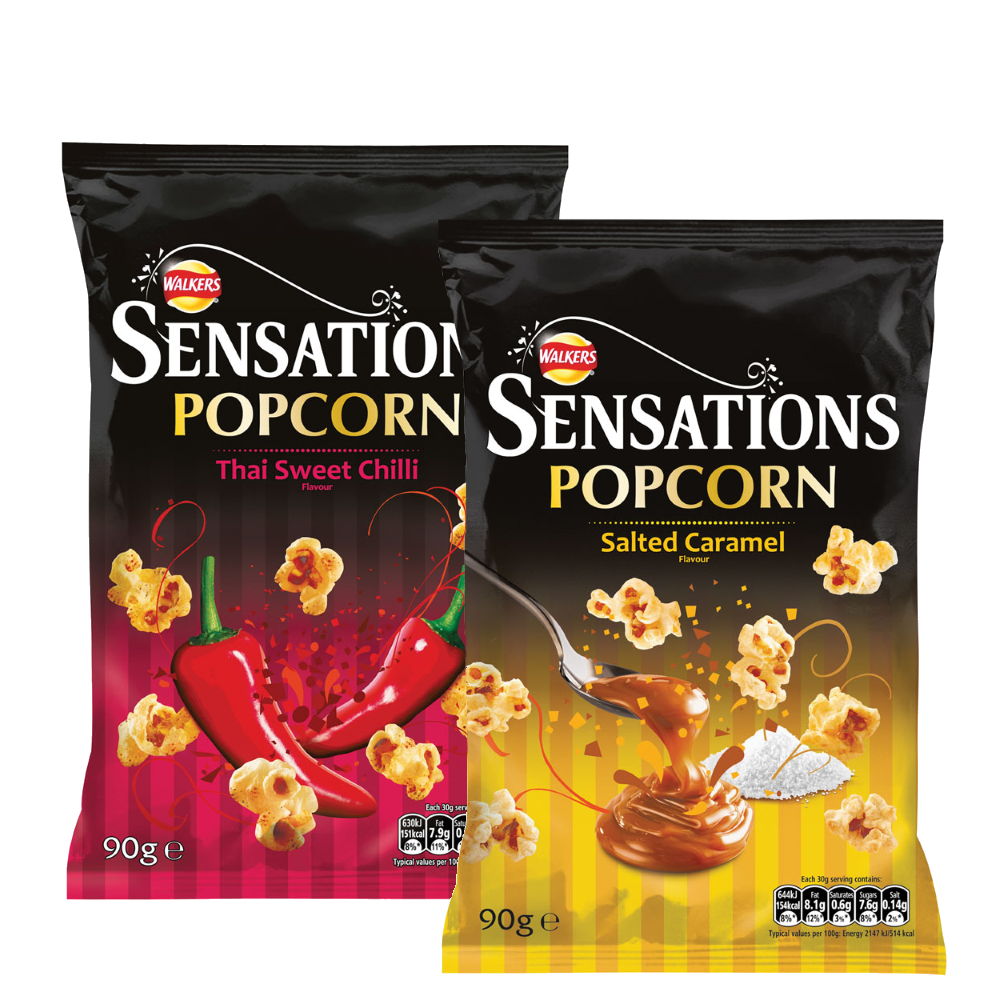 Walkers Sensations Salted Carmel/Thai Sweet Chilli Popcorn 90g - Centra
